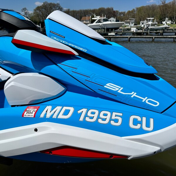 Wake Series Domed Boat Lettering White Center / Chrome Outline Raised ...