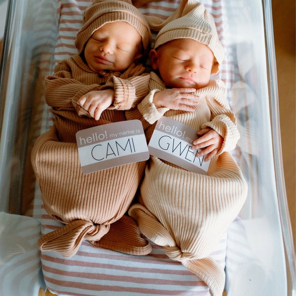 Personalized Baby Name Tag Sticker: Modern Hospital Announcement - Etsy