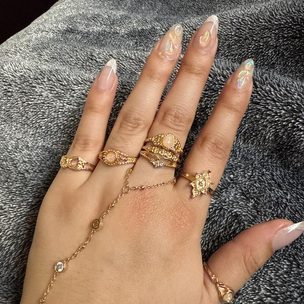 21pcs Stackable Rings Set | Multi Design Rings, Yin Yang, Black Rings ...