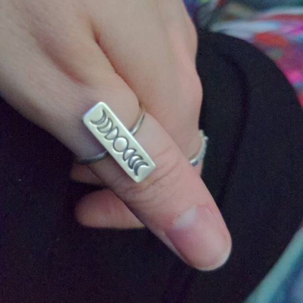 Silver Moon Phase Ring Celestial Ring Witch Ring Sterling Silver Moon ...