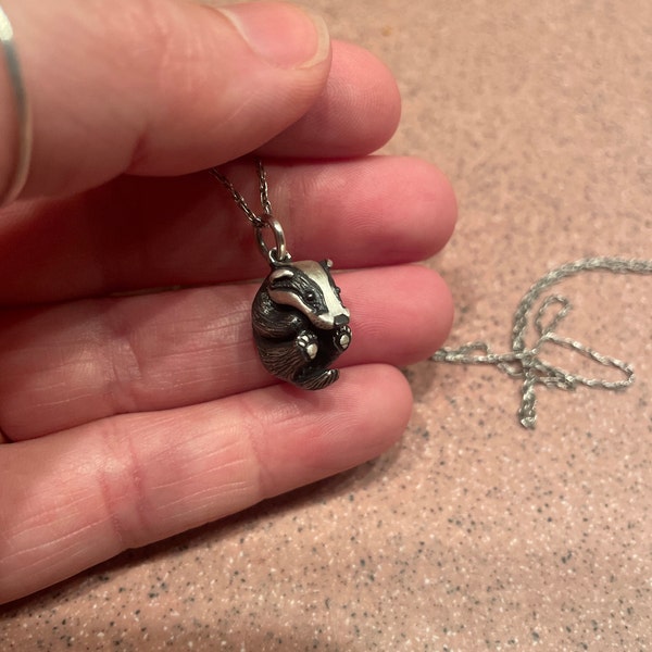 Badger Necklace, Baby Badger Jewelry, Solid Silver Animal Charm ...