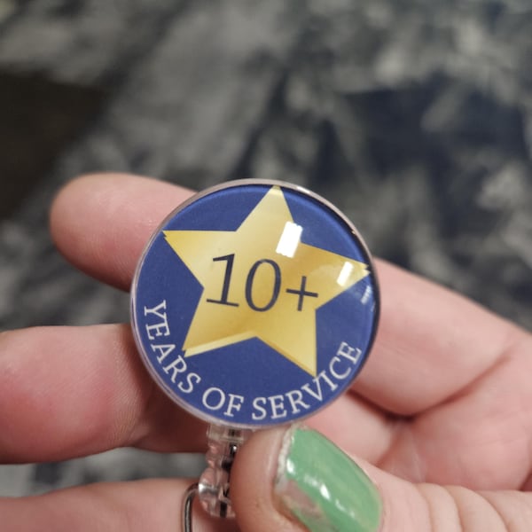 Years of Service Pins, Years of Service Badges, Retractable Badge Reel ...