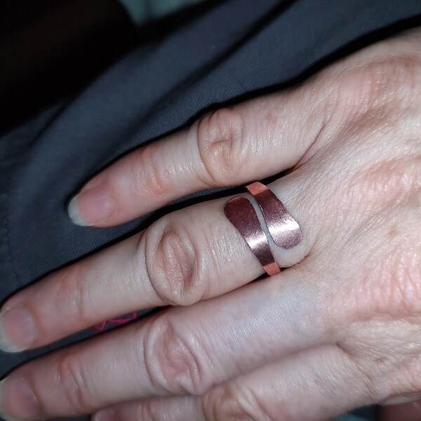 Dainty Copper Bracelet, Minimalist Jewelry, Adjustable Paddle Bangle, Wrap Bracelet, Boho ...