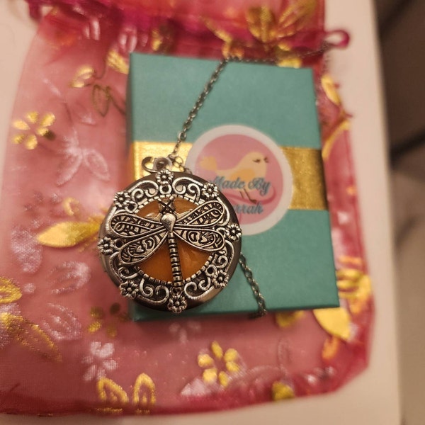 Dragonfly Glow in the Dark Silver Locket, Memory Locket, Locket for ...