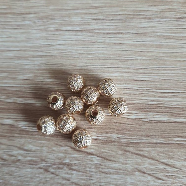 4mm 14K Real Gold Plated CZ Paved Beads,diamond Beads,cz Ball Beads ...