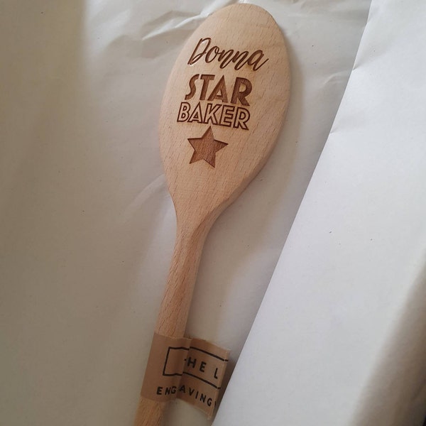 Star Baker Personalised Engraved Wooden Spoon, Cooking, Baking Gift ...