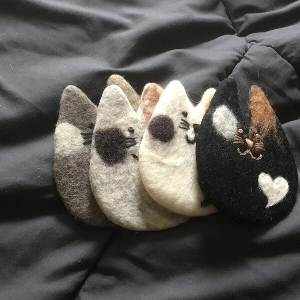 Absorbent Handmade Cat Coasters-set of Four-4-wool Felt-gifts for Cat ...