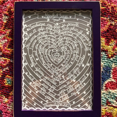 Bespoke Custom Paper Cut Lyrics for Wedding or Paper Anniversary ...