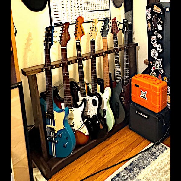 Leather & Wood Upright Custom Guitar Rack Guitar Stand - Etsy