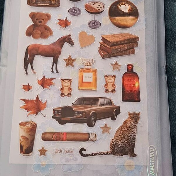 Brown Aesthetic Sticker Sheet, Retro Sticker Pack, Color Story Stickers ...
