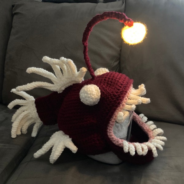 Angler Fish Crochet Hat Costume & Wrist Gauntlets - Fantasy Under the ...