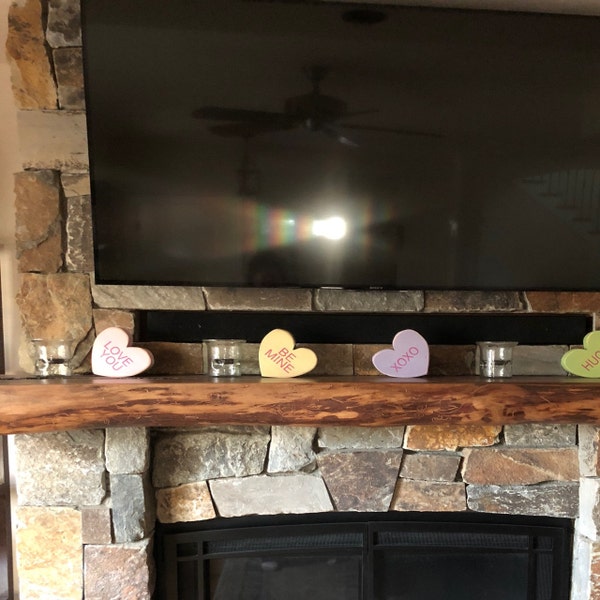 Set of 4 Valentine's Wood Conversation Hearts, February 14, Love You ...
