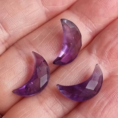 AAA Amethyst Moon Shape Briolettes, Purple Amethyst Faceted Moon Shape ...