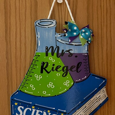 Personalized SCIENCE TEACHER SIGN Class Classroom Name Room Door Plaque ...
