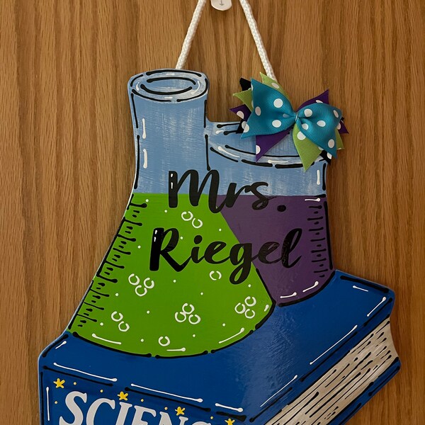 Personalized SCIENCE TEACHER SIGN Class Classroom Name Room Door Plaque ...