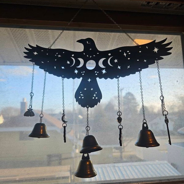 Raven Witch Bells| Wood Wall Decor Hanging |wood Wall Art | Witchy ...
