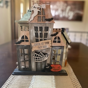 Personalized Standing Haunted House, Halloween Table Decor - Etsy