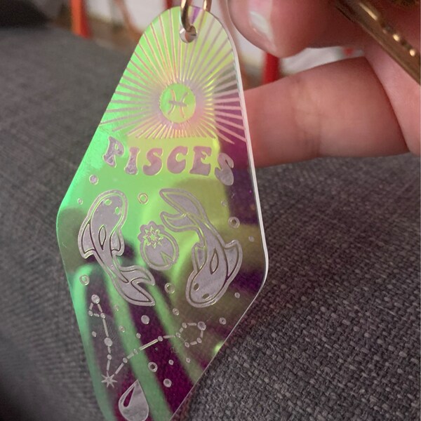 Zodiac Keychain | Astrology Gift | All Signs | Holographic / Iridescent ...