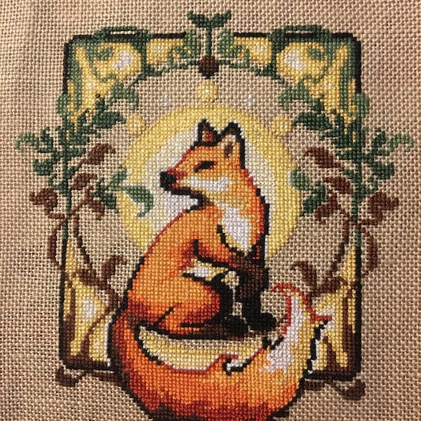 Art Nouveau Fox - Fancy Fox - Floral Arrangement - Forest Cross Stitch ...