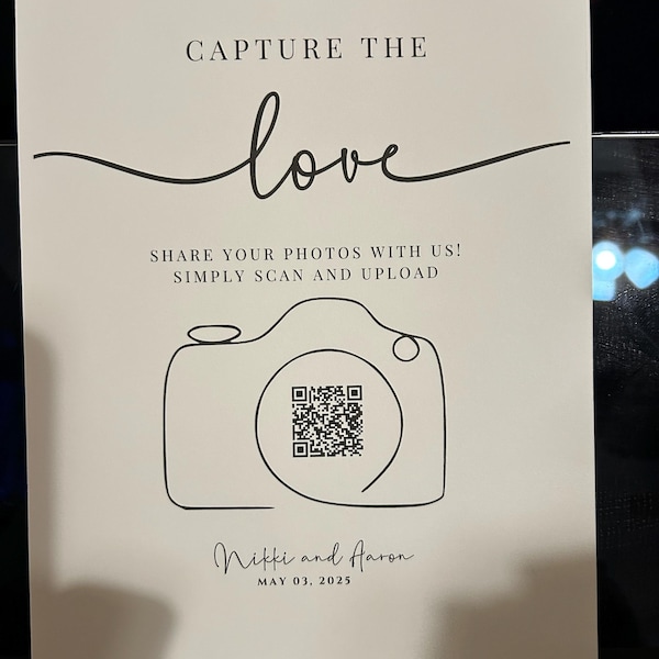 Customizable Wedding Photo Sharing Sign, Capture the Love QR Code ...