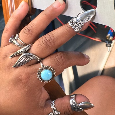 Silver Thumb Fingernail Armor Guard Ring / Sterling Boho Thumb Armor ...