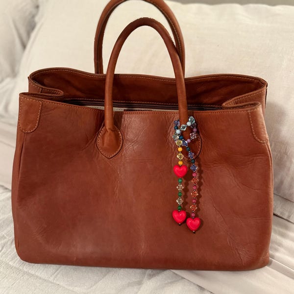 Red Heart Bag Charm: Colorful Natural Stone Beaded Accessory - Etsy