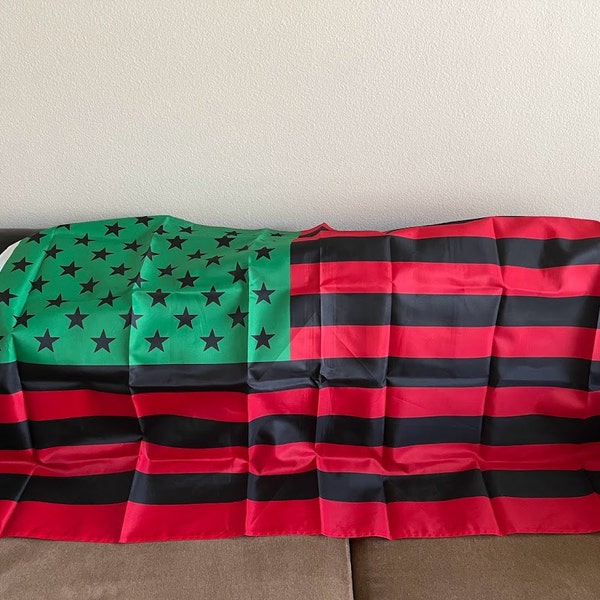 Large 3x5 Red Black and Green US Flag - RBG - Pan African - Liberation ...