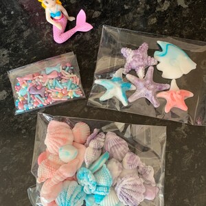 DIY Cake/Cupcake Set Edible Sugar Sea Shells Plumeria and | Etsy