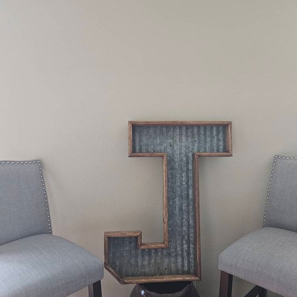 Large Metal Letters, 3D Rustic, Chunky Thick Metal Initials, Stained or ...
