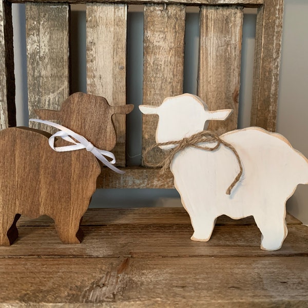 Rustic Wooden Lamb, Black and White Sheep,farmhouse Spring Shelf Sitter ...