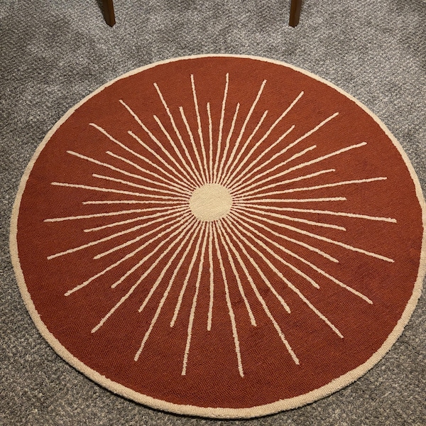 Premium Sun Rug Hand Tufted Orange Light Green Color 100% Wool Area Rug ...