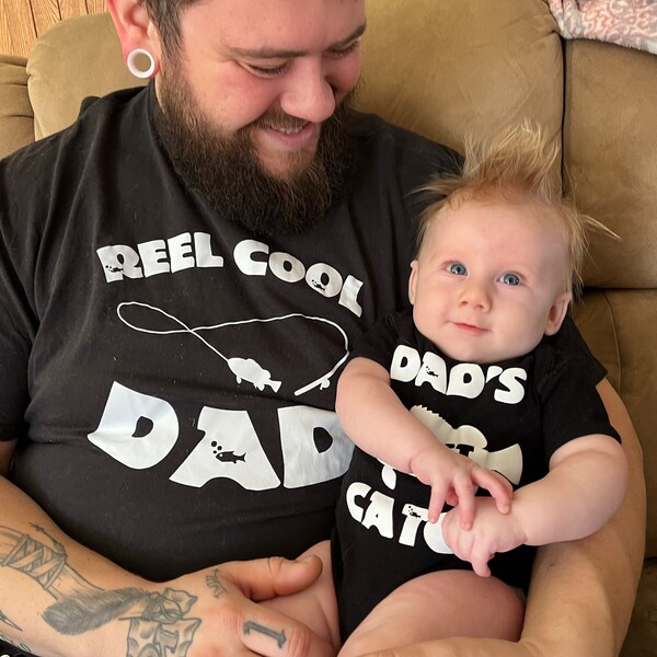 Reel & Cutest Catch Men's T-shirt and Infant Bodysuit Dad and Baby ...