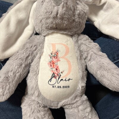 Personalised Bunny Rabbit, New Baby Gift, Personalised Plush Soft Toy ...
