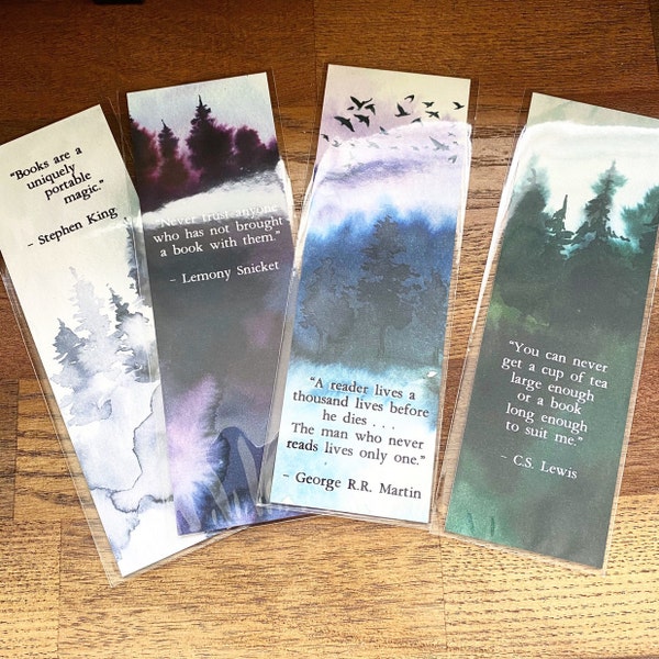 Watercolor Literary Quote Bookmark, Books Are a Uniquely Portable Magic ...