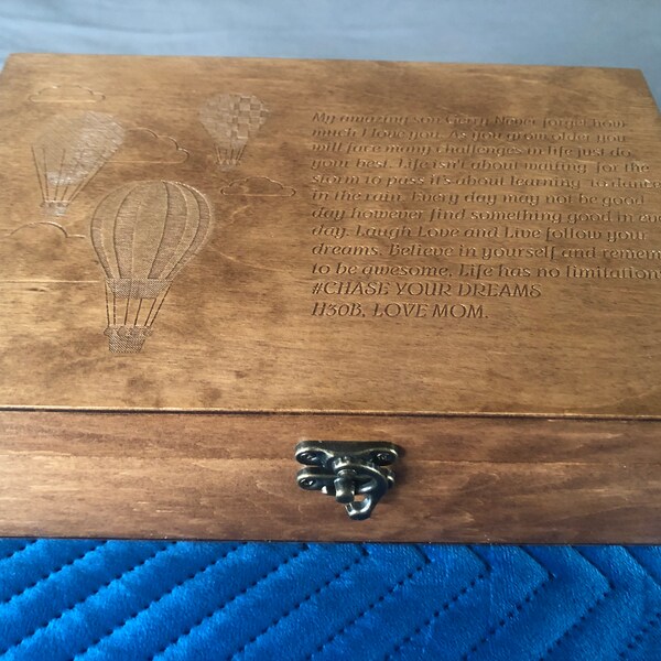 Custom Quote Wooden Box, Custom Poem on Box, Memory Box, Engraved Quote ...