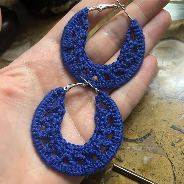 2 Crochet Patterns for Small and Large Geometric Hoop Earrings, Jewelry ...
