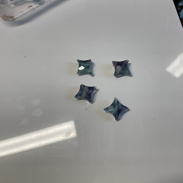 Natural Multi Fluorite Ninja Star Shape Gemstone, Faceted Hand Carved ...