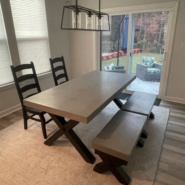 Custom Concrete Table Top | Wood Base | Patio Table | Dining Table ...
