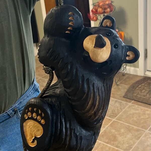 Tarzan Hanging Rope Wood Bear - Etsy