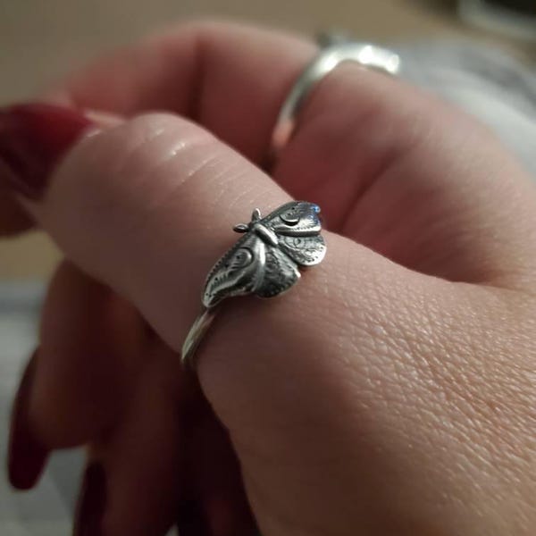 Sterling Silver Moth Ring Celestial Moth Ring Celestial Jewelry Moon ...