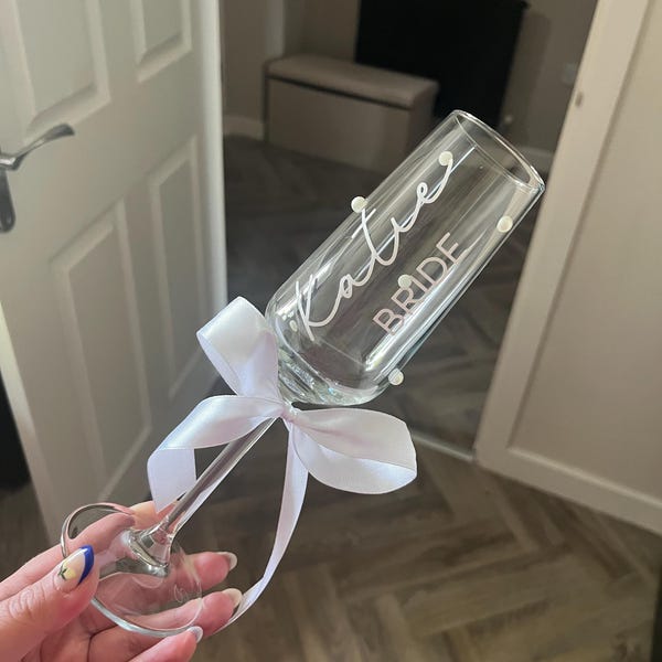 Personalised Pearl Flute, Champagne Glass, Champagne Flute, Bridesmaid ...