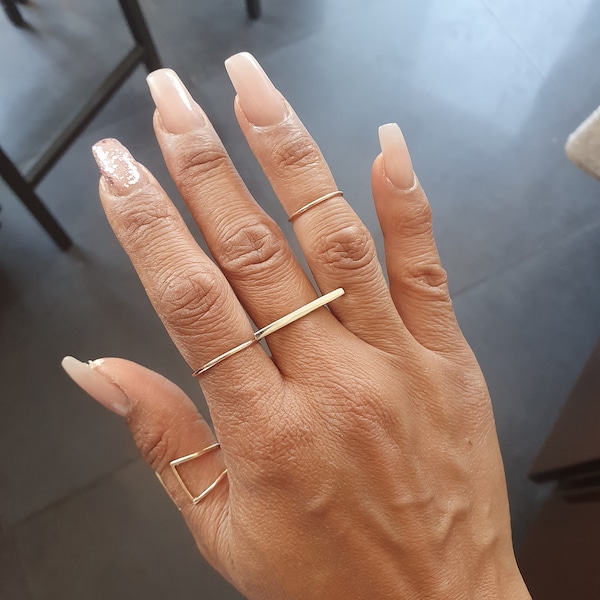 Flat Bar Ring - Minimalist Ring - Bar Ring - Dainty Ring - Gold Ring ...
