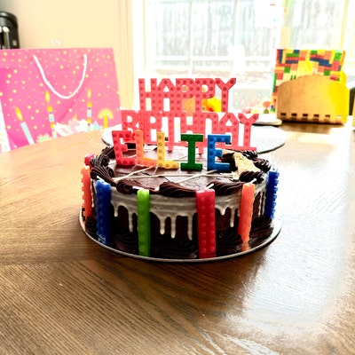 Mega Custom Brick Birthday Topper Cake Set, Personalized Happy Birthday ...