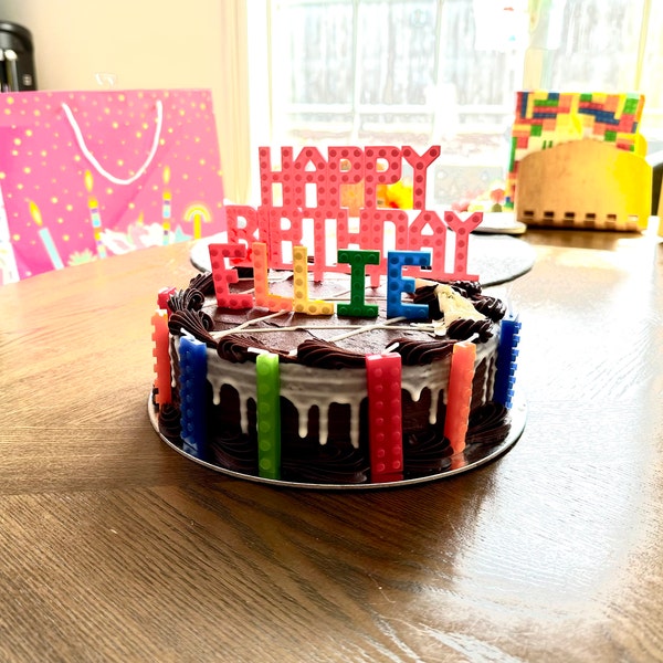 Mega Custom Brick Birthday Topper Cake Set, Personalized Happy Birthday ...