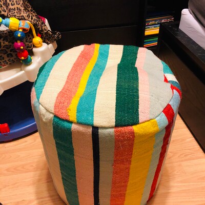 Blue Pouf, Boho Pouf, Floor Seat Pillow, Ottoman Stool, Chair Pouf ...