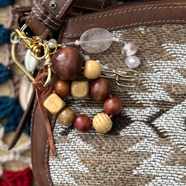 Bag Charm Keychain With Shells and Freshwater Pearls, Handmade and ...