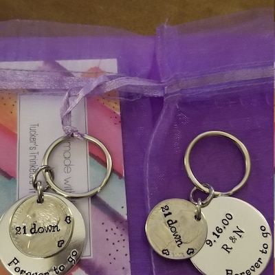 21st Wedding Anniversary Gift 21 Years Down & Forever to Go Key Chain W ...