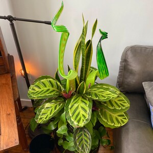 Hand Blown Glass Garden Leaf Art Handmade Teal Glass Leaf. - Etsy