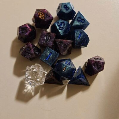 Celestial Crystal Dice Set for Dnd 7 Piece Sharp Edge Resin - Etsy