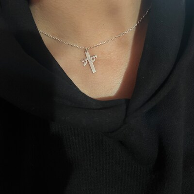 925 Sterling Silver Yeshua Cross Yeshua Charm Big Cross Necklace Hebrew ...